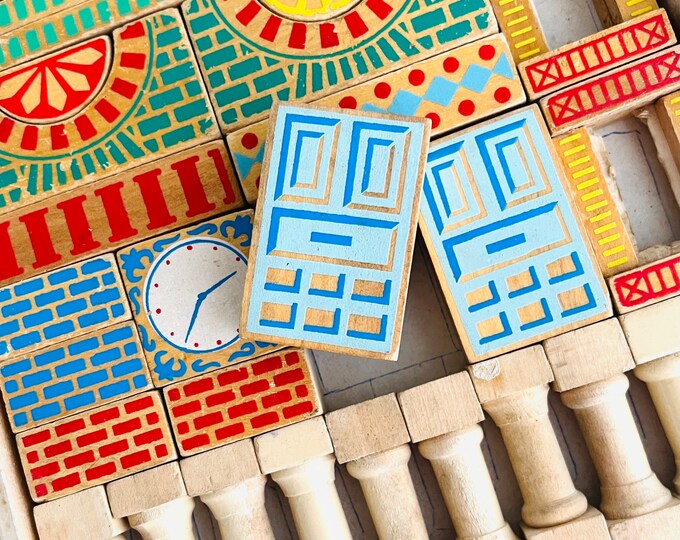 Vintage Silk Screen Printed Block Set / Chinese Building Blocks / Kids ...