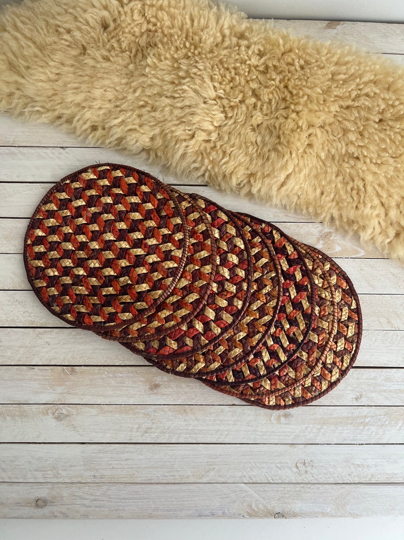 Vintage Woven Straw Trivets / Set of 7pc / Coaster for Hot Food ...