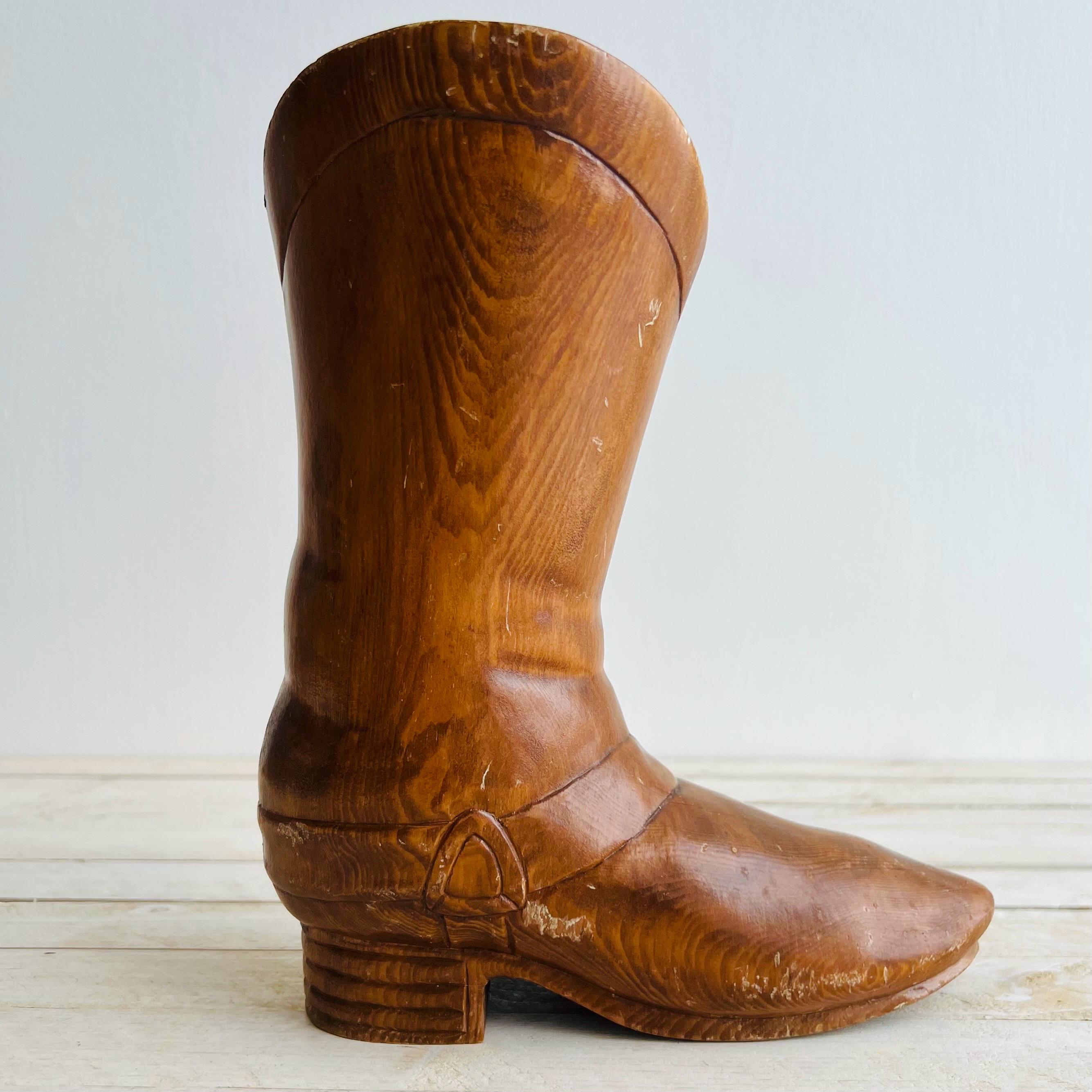 Vintage Wooden Cowboy Boot / Vase, Planter or Trinket Holder / Hollow ...