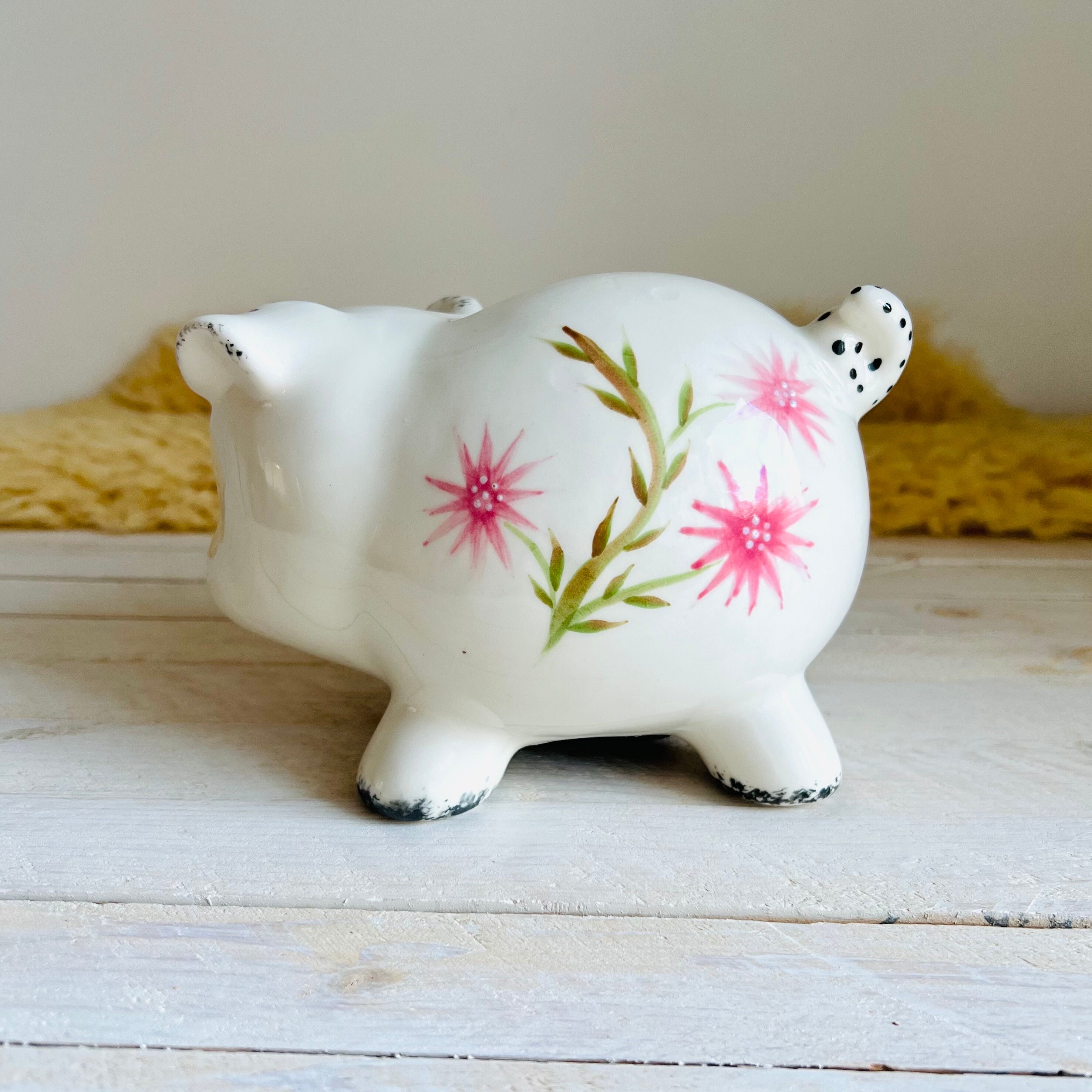 Vintage Piggy Bank / Hand Painted Ceramic Pig / Retro Home Decor ...