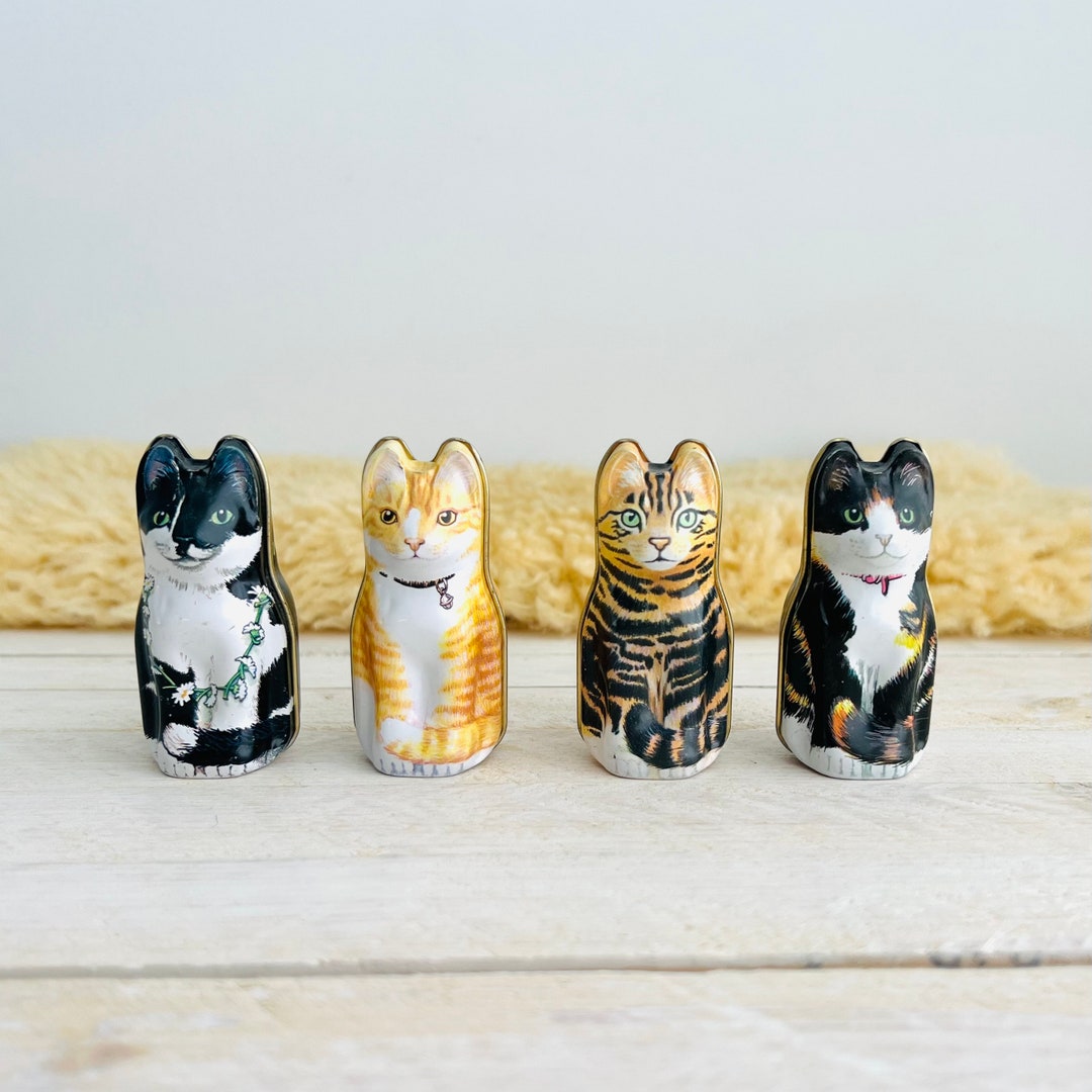 Vintage Dana Kubick Cat Tins / Hunky Dory Miniature Cat Tin Figures ...