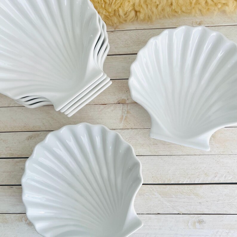 Vintage Japanese Shell Dishes / Set of 6 / Oven Safe Serving Dishes ...