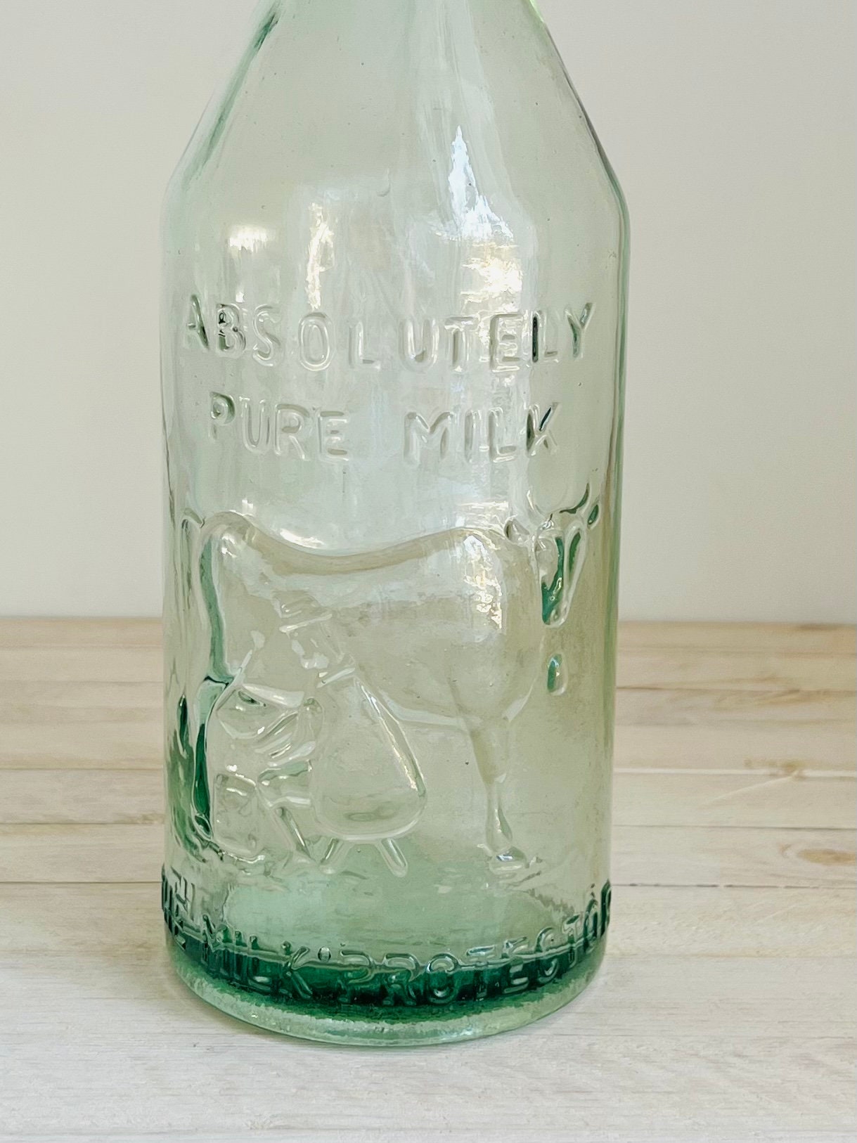 Vintage Absolutely Pure Milk Bottle / Unique Vase Milk Jug / Green ...