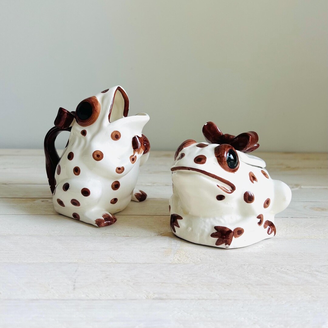 Vintage Frog Creamer & Sugar Bowl Set / Seymour Mann / Polka Dot Frogs ...