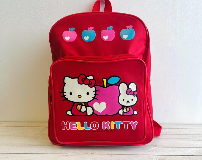 Y2K Vintage Hello Kitty Backpack / Kitty and Kathy Rabbit Apple Red Bag ...