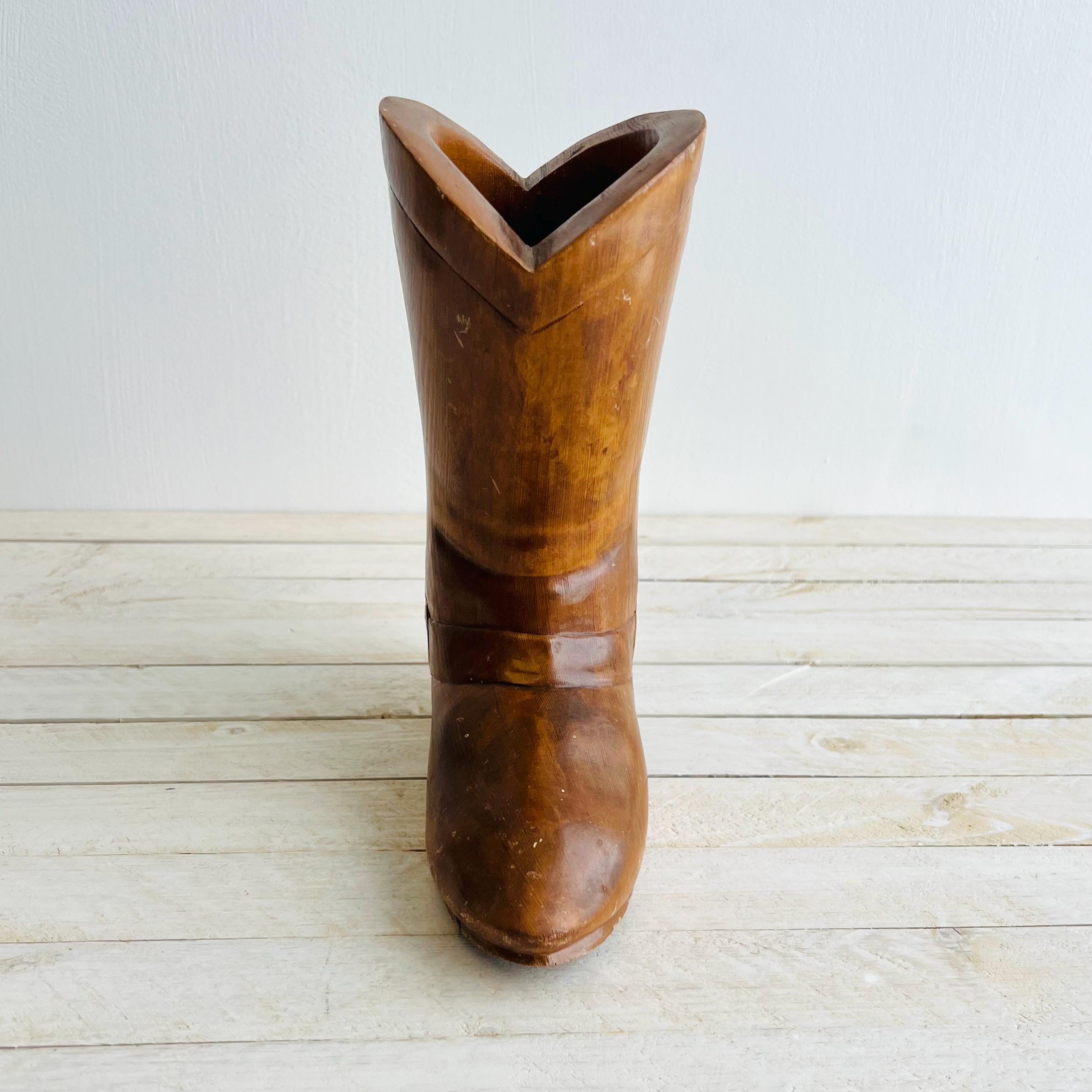 Vintage Wooden Cowboy Boot / Vase, Planter or Trinket Holder / Hollow ...