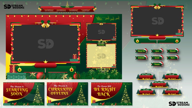 Full Animated Twitch Stream Overlay Package / Merry Christmas Stream ...