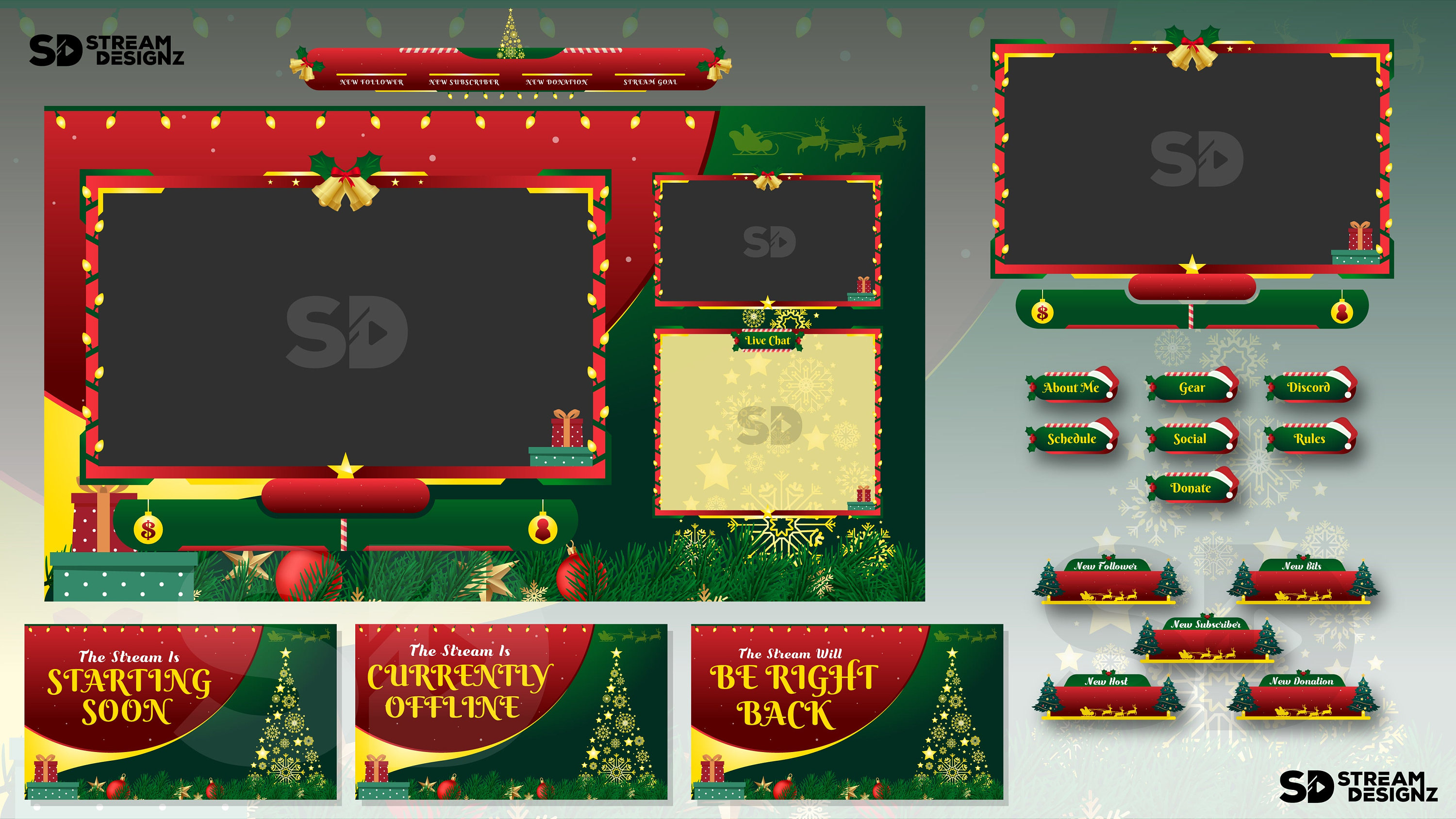Full Animated Twitch Stream Overlay Package / Merry Christmas Stream ...