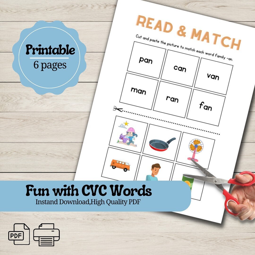 Kindergarten CVC Reading Worksheets-short A Families - Etsy