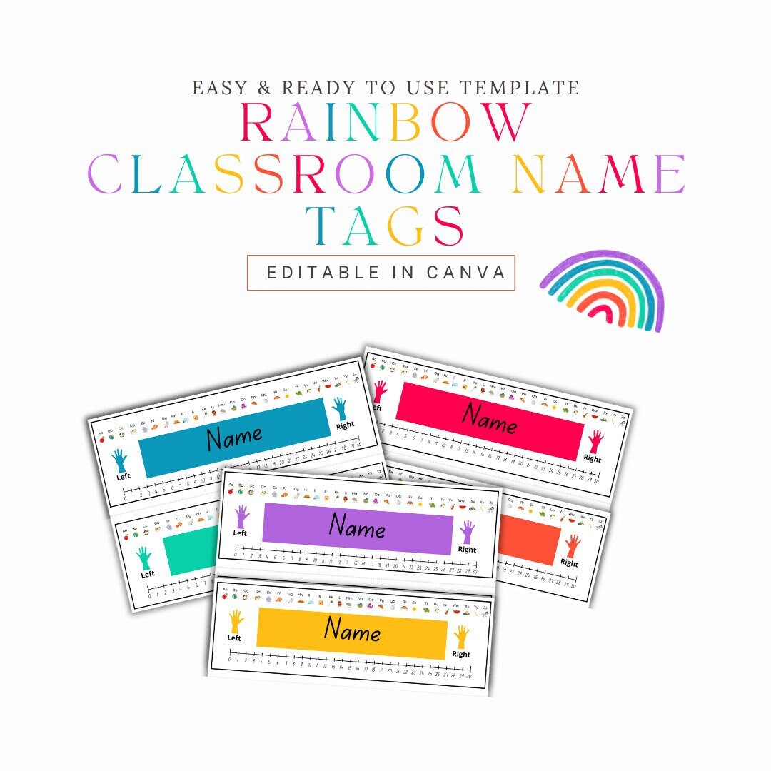 Pastel Boho Rainbow Editable Classroom Name Tags, Boho Inspired, Desk ...
