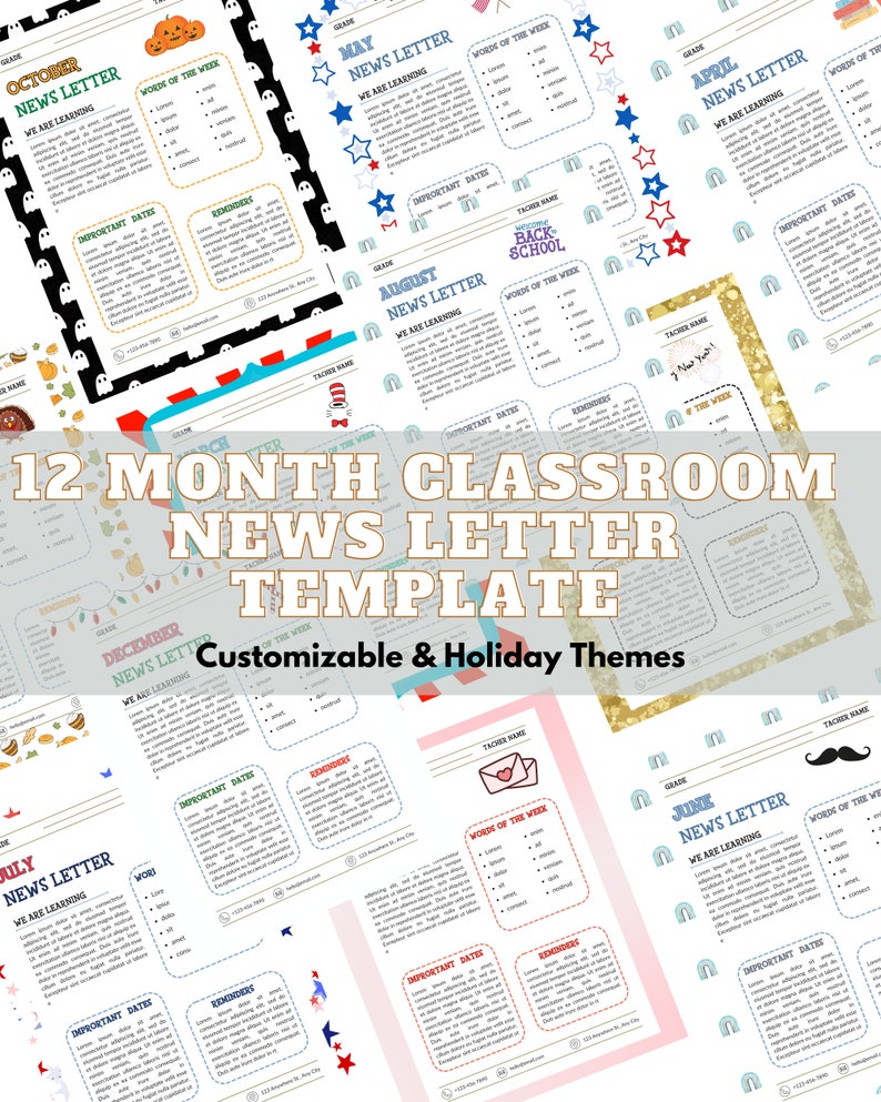 Editable Classroom Newsletter, Canva, Holiday Themes - Etsy