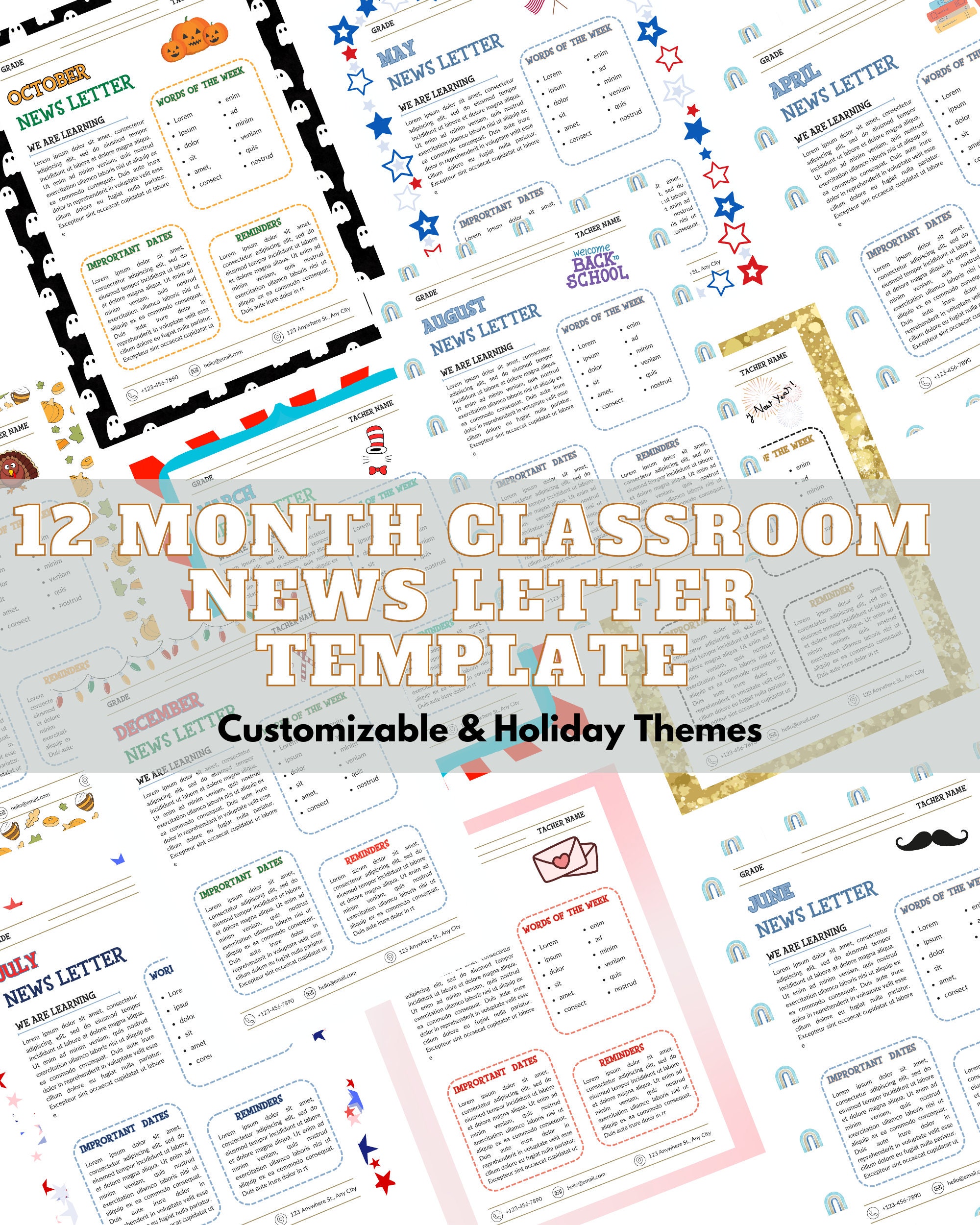 Editable Classroom Newsletter, Canva, Holiday Themes - Etsy