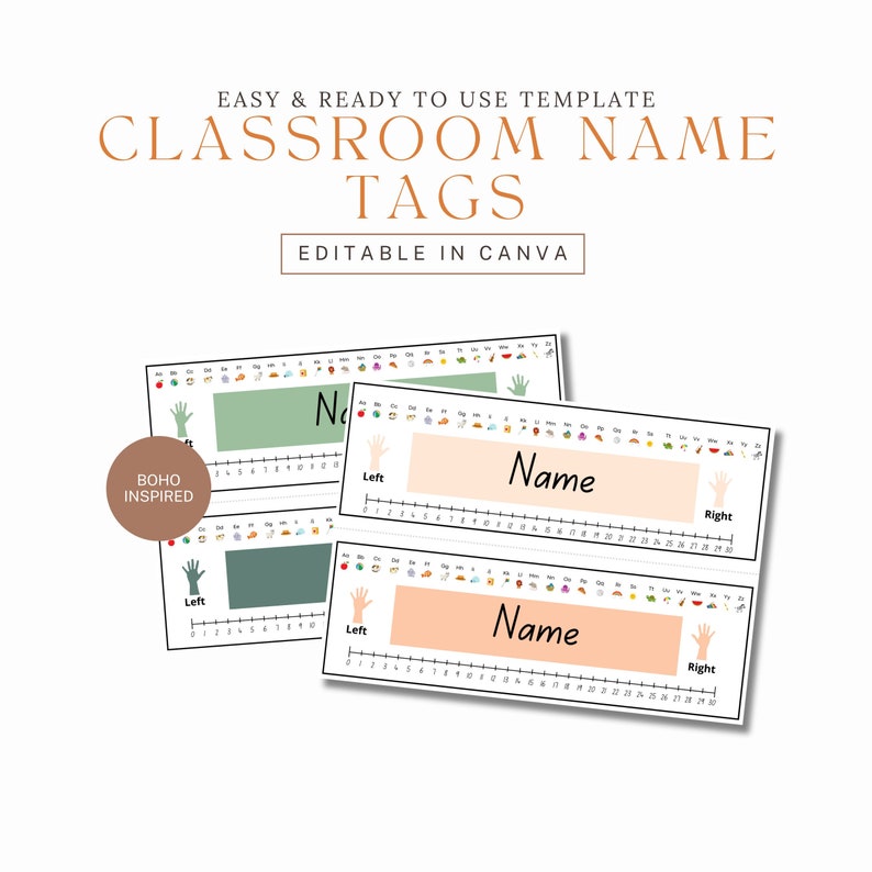 Editable Classroom Name Tags, Boho Inspired, Desk Labels, Classroom ...