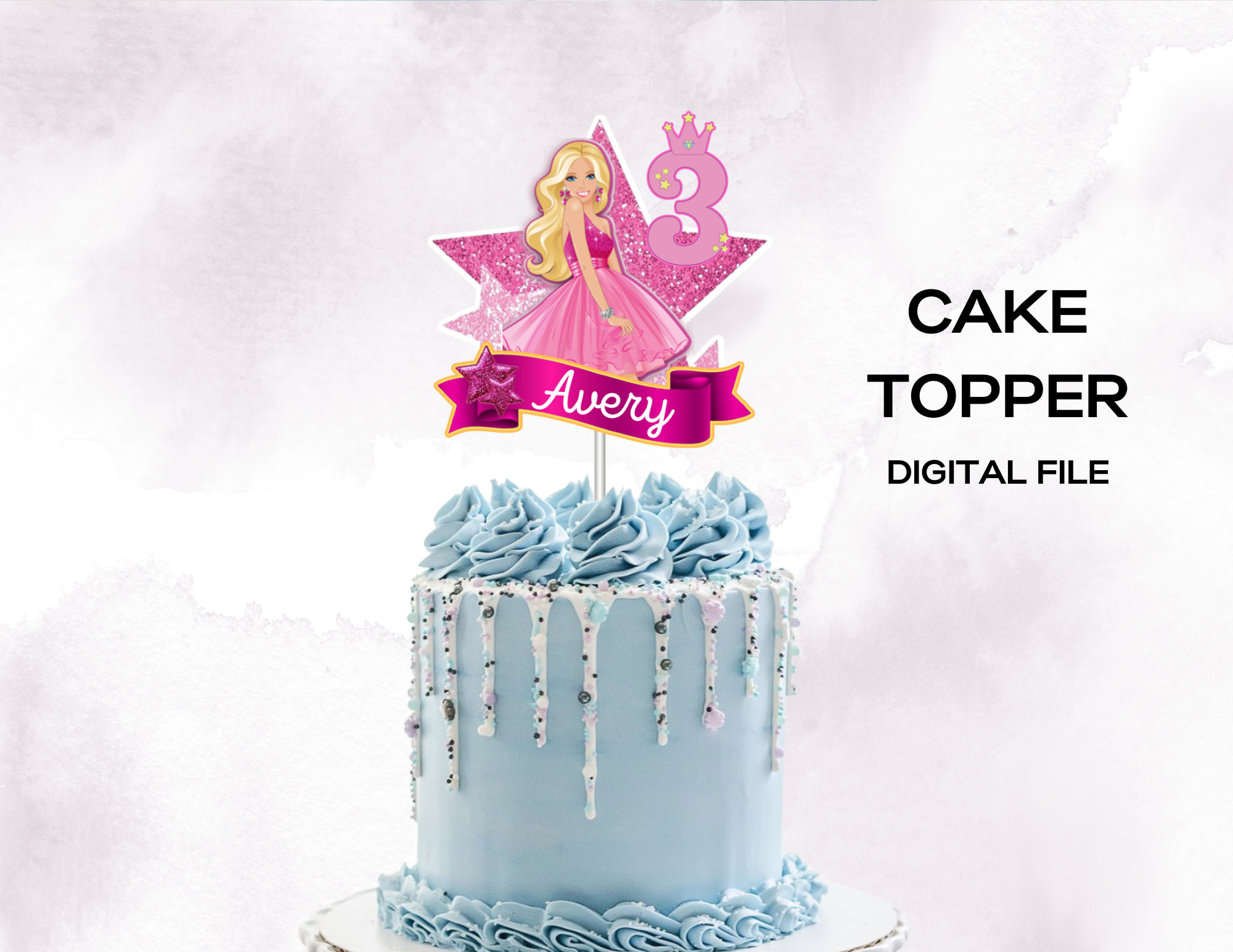 Doll Cake Topper Pink Doll Cake Topper Pink Doll Topper - Etsy