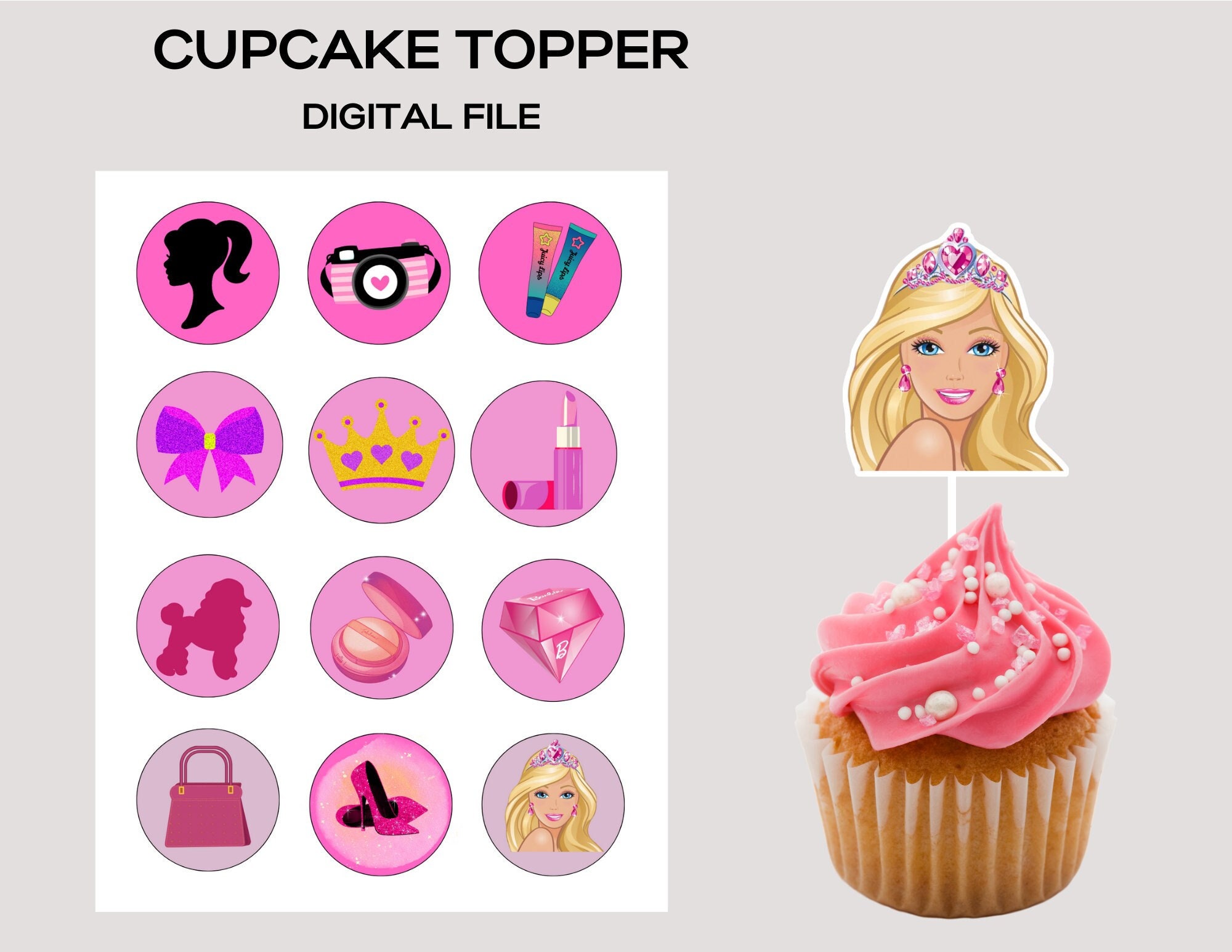 Pink Doll Cupcake Topper, Doll Cupcake Topper - Etsy