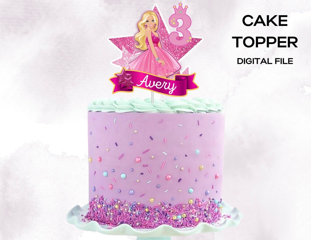 Doll Cake Topper, Pink Doll Cake Topper, Pink Doll Topper - Etsy