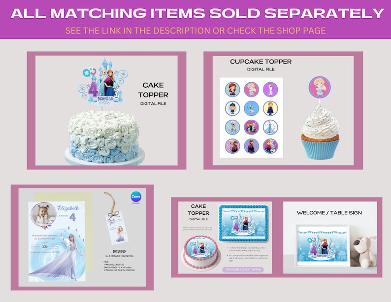 Printable Frozen Cake Topper, Elsa Cake Topper, Ice Princess Topper ...