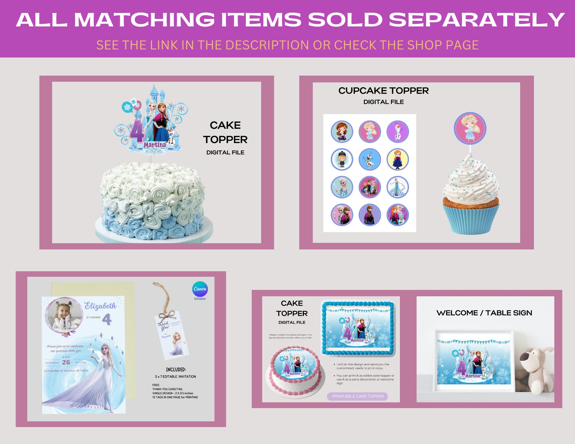 Printable Frozen Cake Topper, Elsa Cake Topper, Ice Princess Topper ...