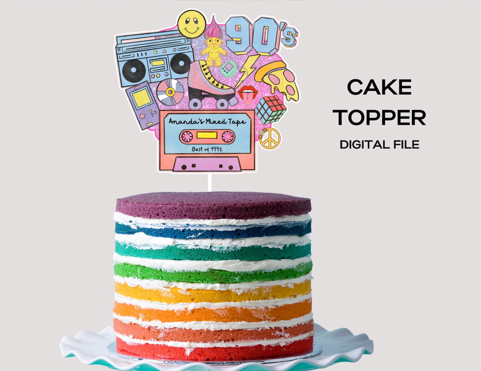 90s Cake Topper, 80s Cake Topper, 90sbirthday Party - Etsy