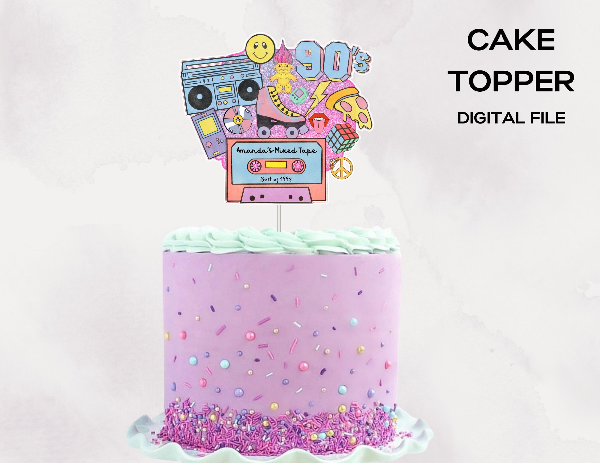 90s Cake Topper, 80s Cake Topper, 90sbirthday Party - Etsy
