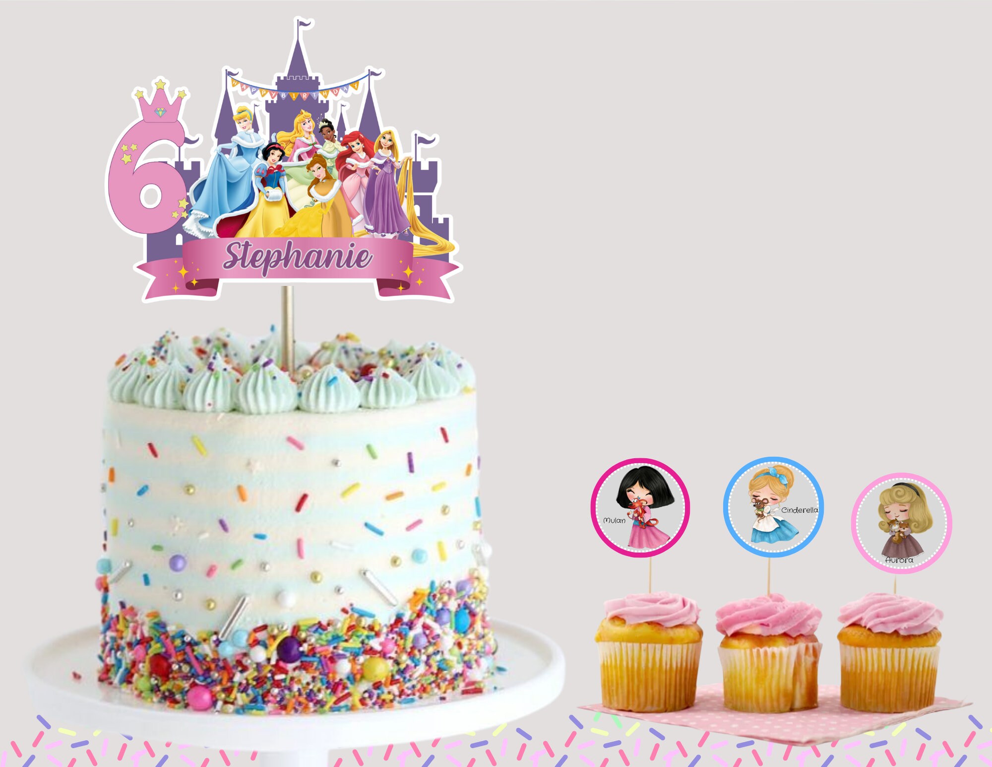 Princess Cake Topper Princess Party Custom Cake Topper - Etsy