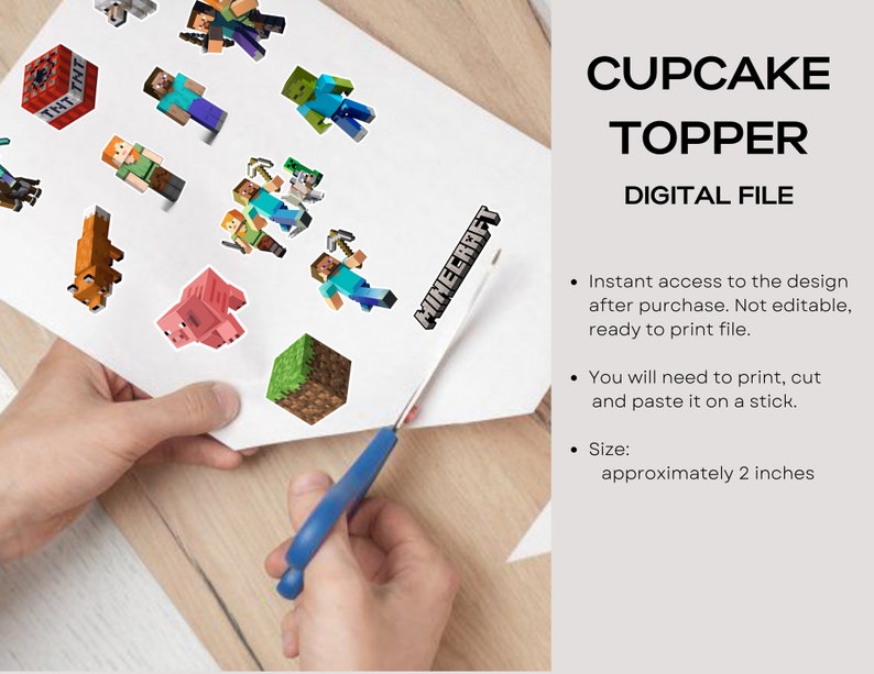 Minecraft Cupcake Topper, Minecraft Party, Minecraft Birthday - Etsy