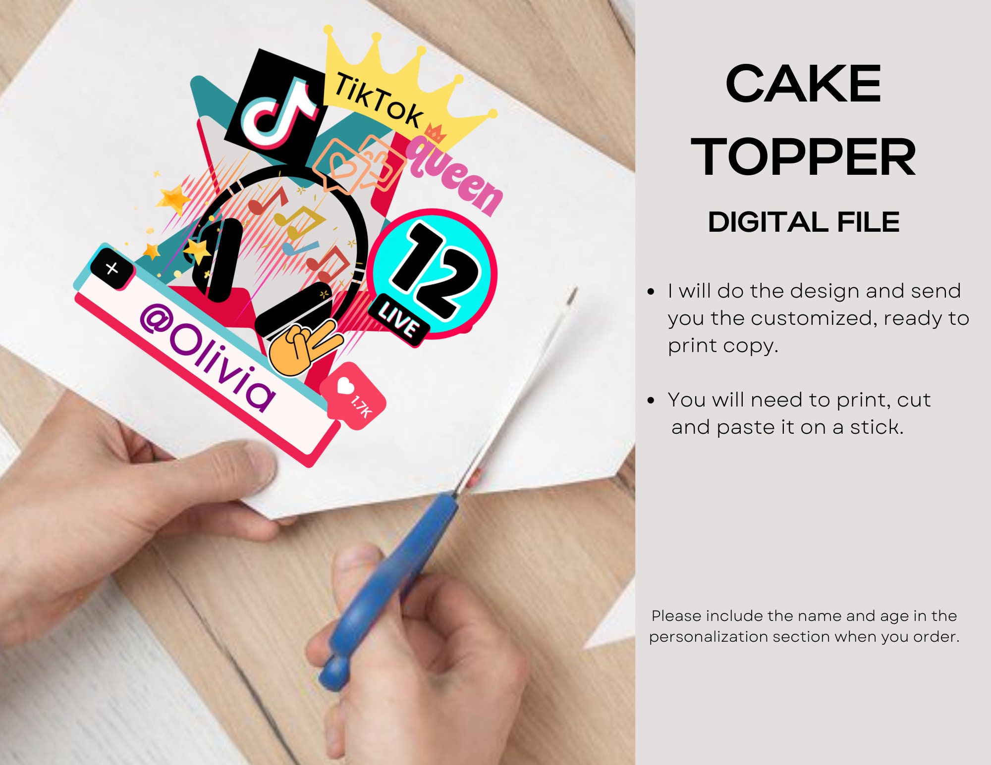 Tiktok Cake Topper Musical Cake Topper Tiktok Birthday Party - Etsy Canada