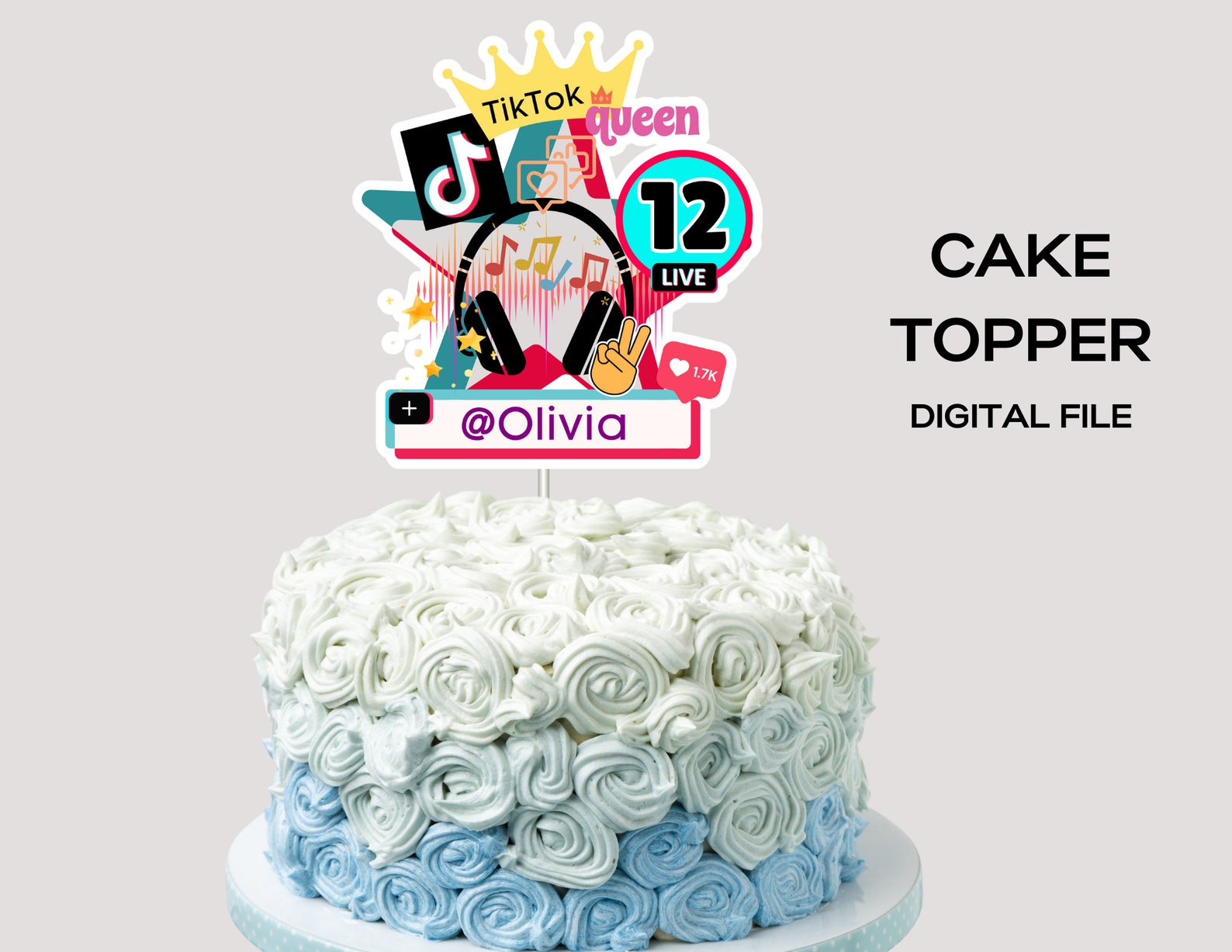 Tiktok Cake Topper, Musical Cake Topper, Tiktok Birthday Party - Etsy ...