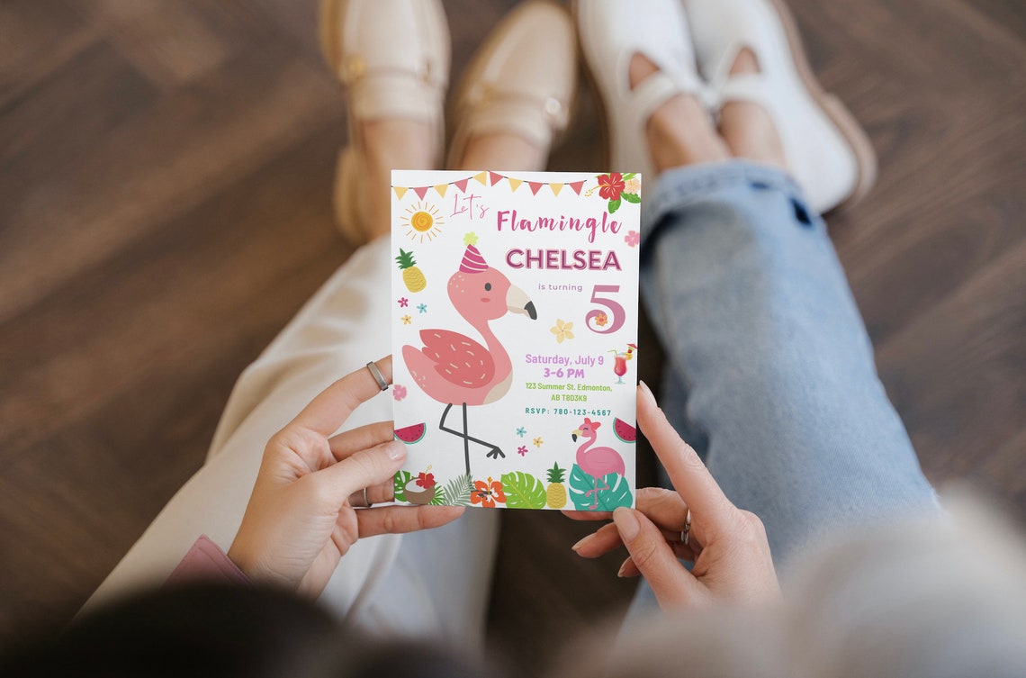 Flamingo Invitation, Lets Flamingle, Flamingo Party - Etsy