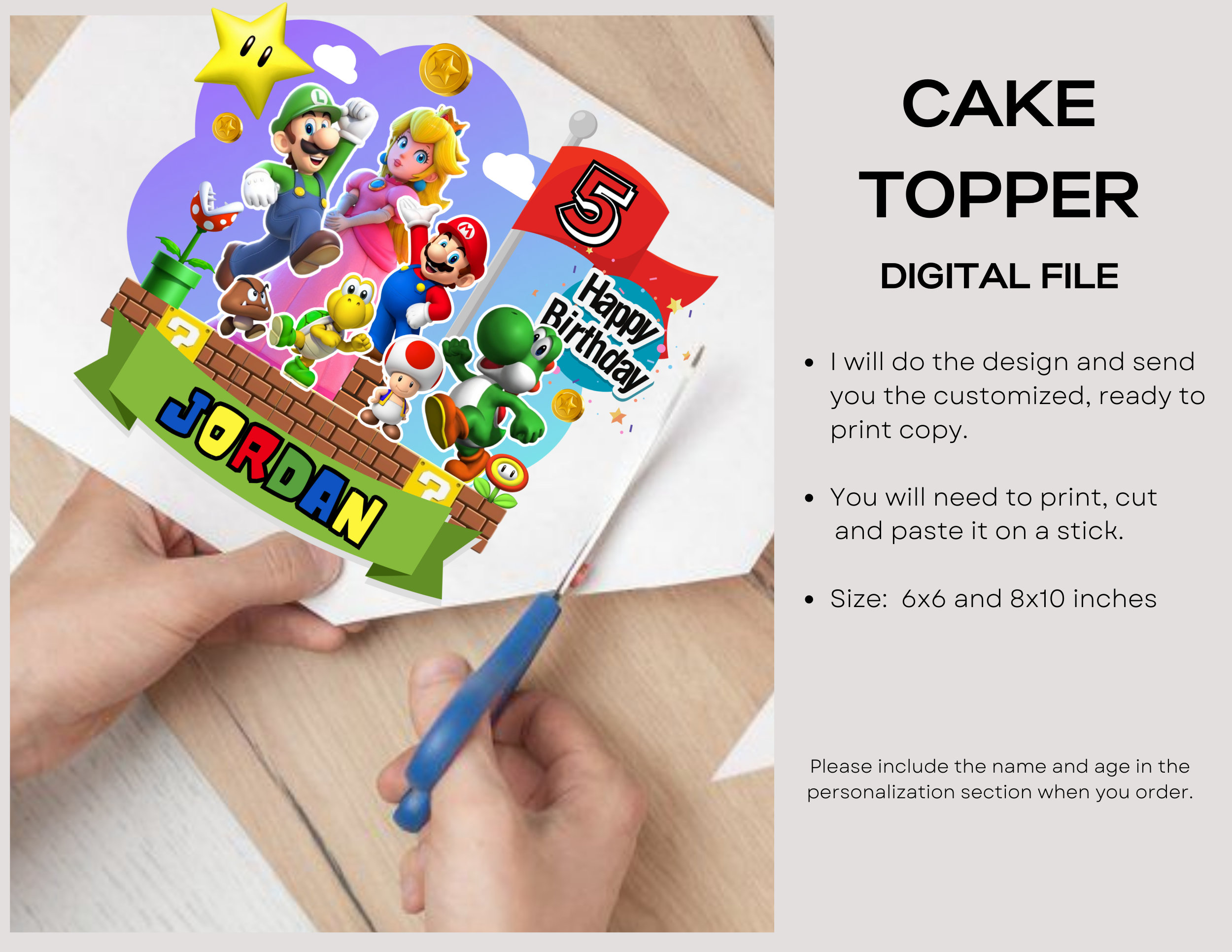 Super Mario Cake Topper Mario Cake Topper Super Mario Party - Etsy