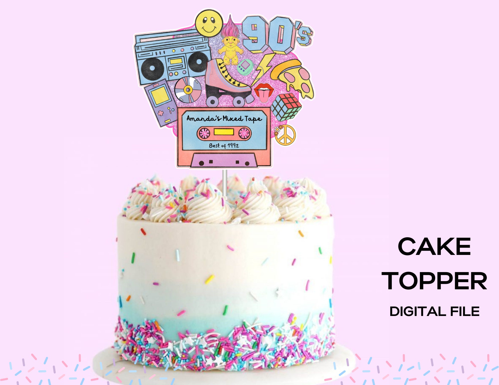 90s Cake Topper, 80s Cake Topper, 90sbirthday Party - Etsy