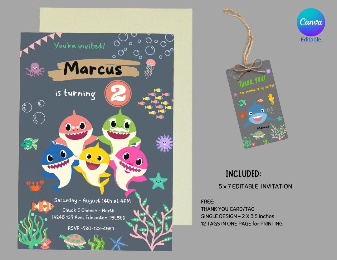 Baby Shark Invitation, Shark Invitation, Baby Shark Party - Etsy