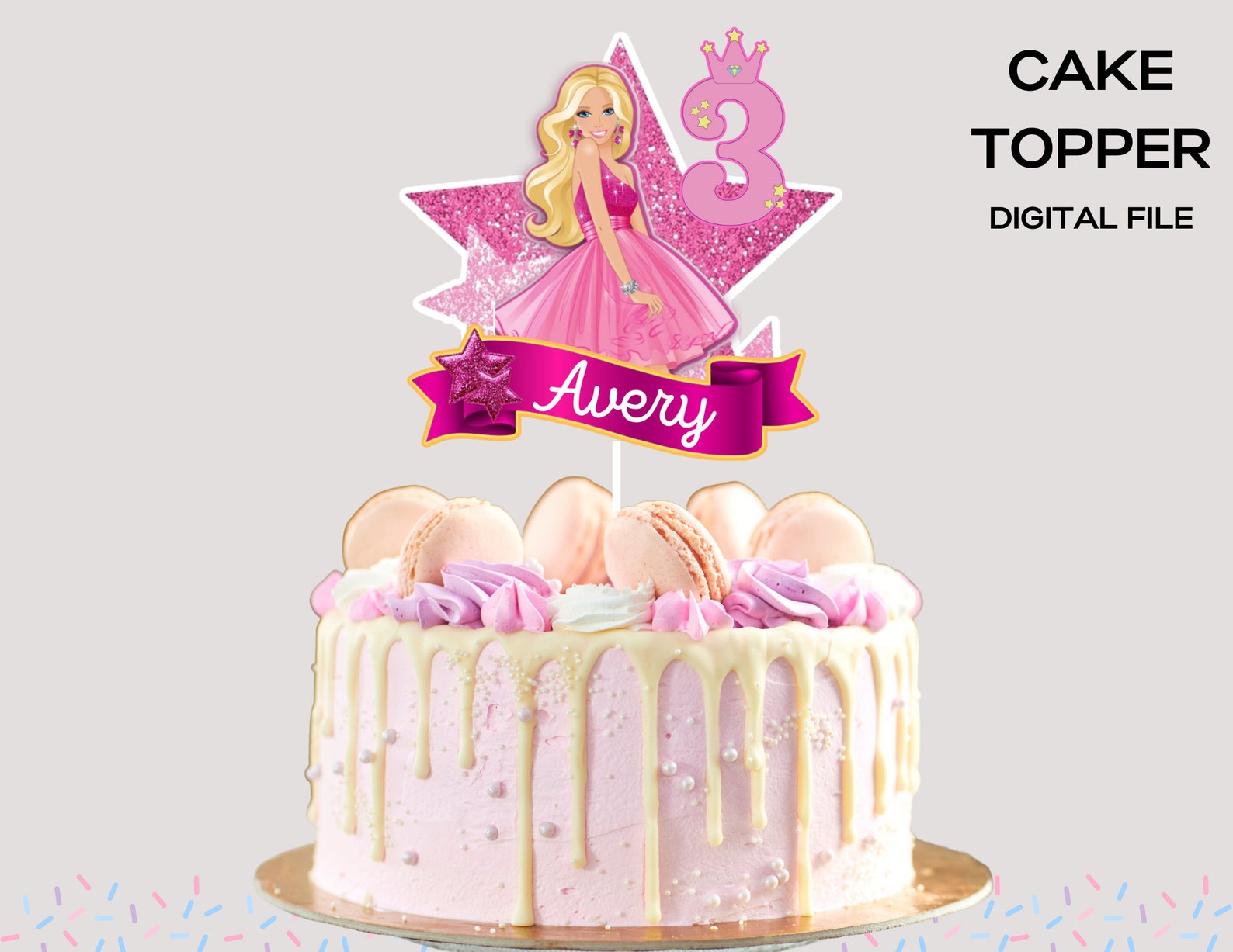 Doll Cake Topper Pink Doll Cake Topper Pink Doll Topper - Etsy