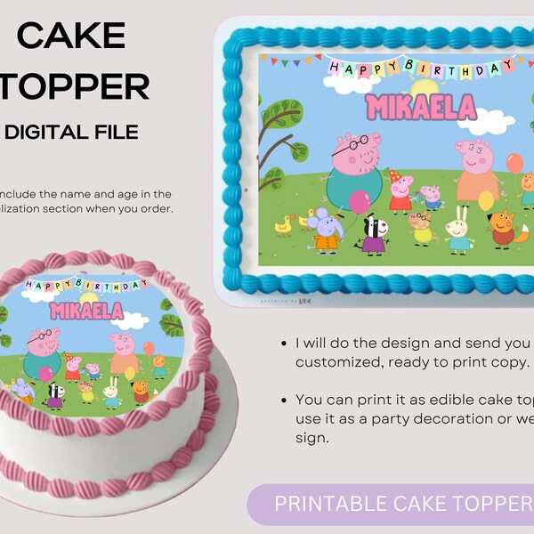Peppa Pig Cake Topper - Etsy