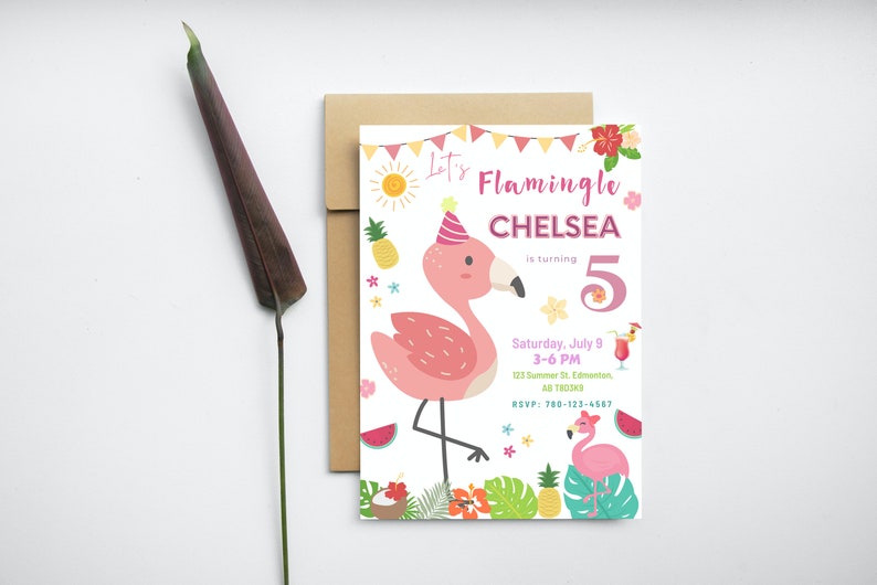 Flamingo Invitation Lets Flamingle Flamingo Party - Etsy