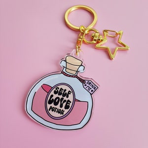 Self Love Potion Acrylic Keyring| Mental Health Keychain| Bag Charm ...