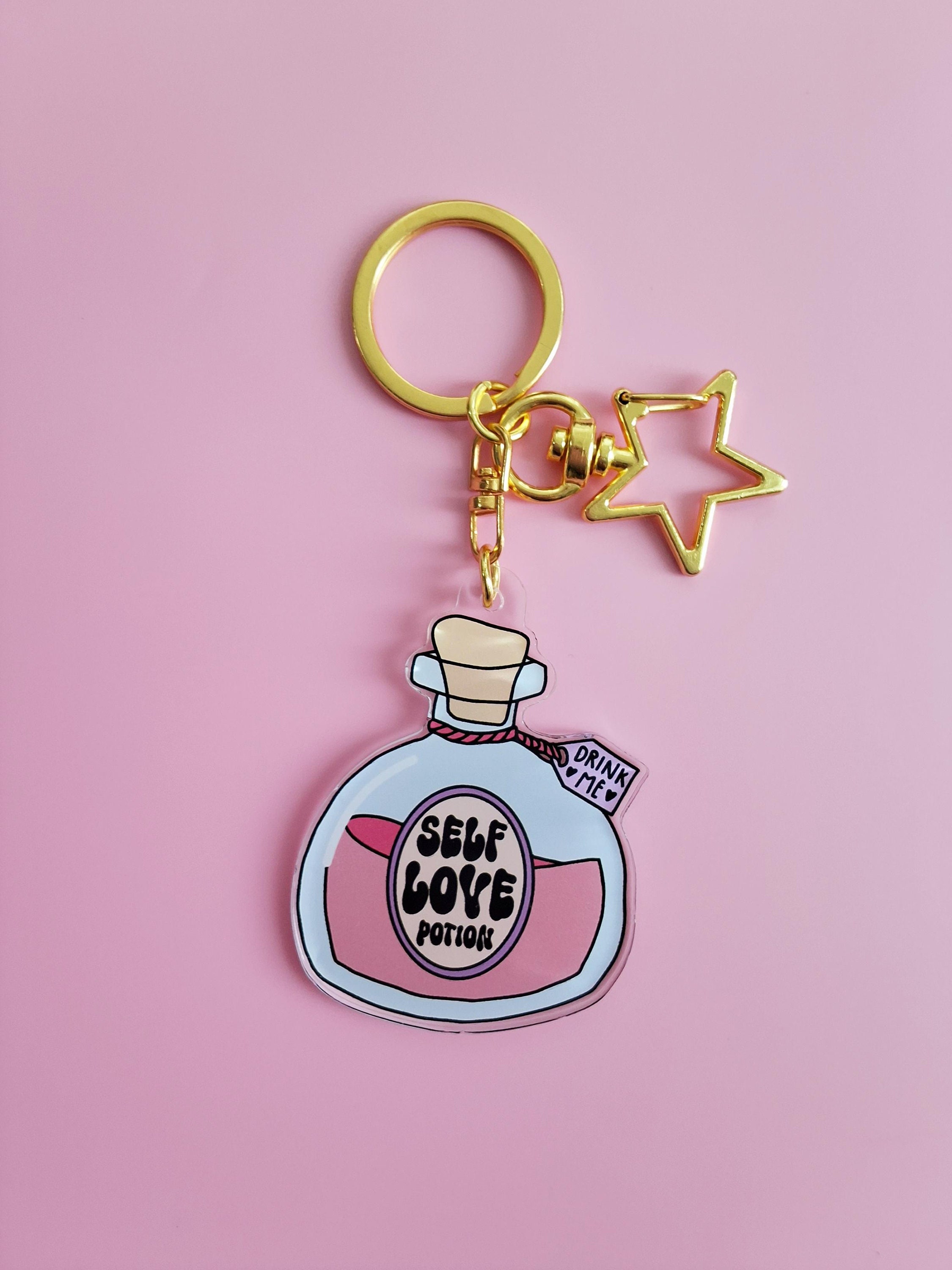 Self Love Potion Acrylic Keyring Mental Health Keychain Bag Charm Small ...