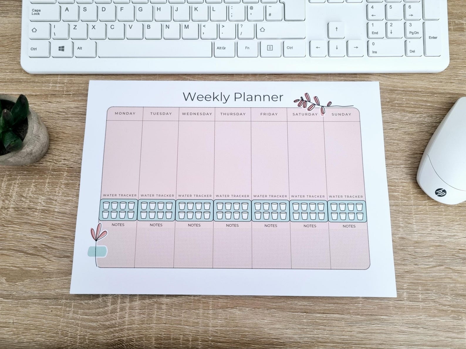 Handmade Tear Away A4 Weekly Desk Planner Pastel Floral With Water ...
