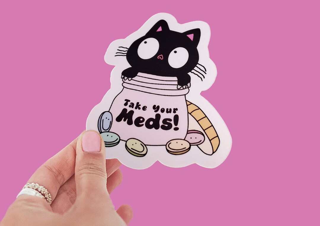 Mental Health Recovery Sticker| Cute Cat| Take Your Meds Sticker - Etsy