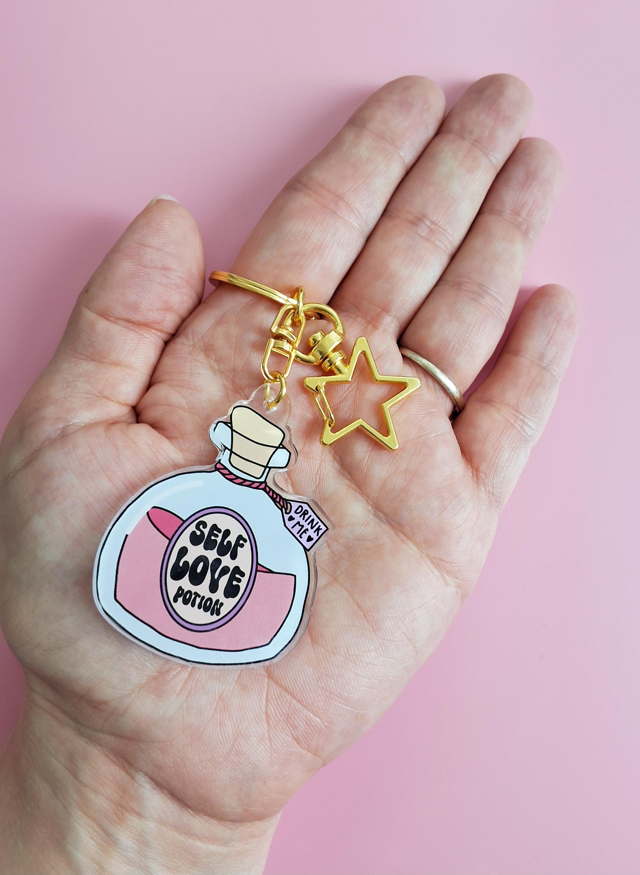 Self Love Potion Acrylic Keyring Mental Health Keychain Bag Charm Small ...