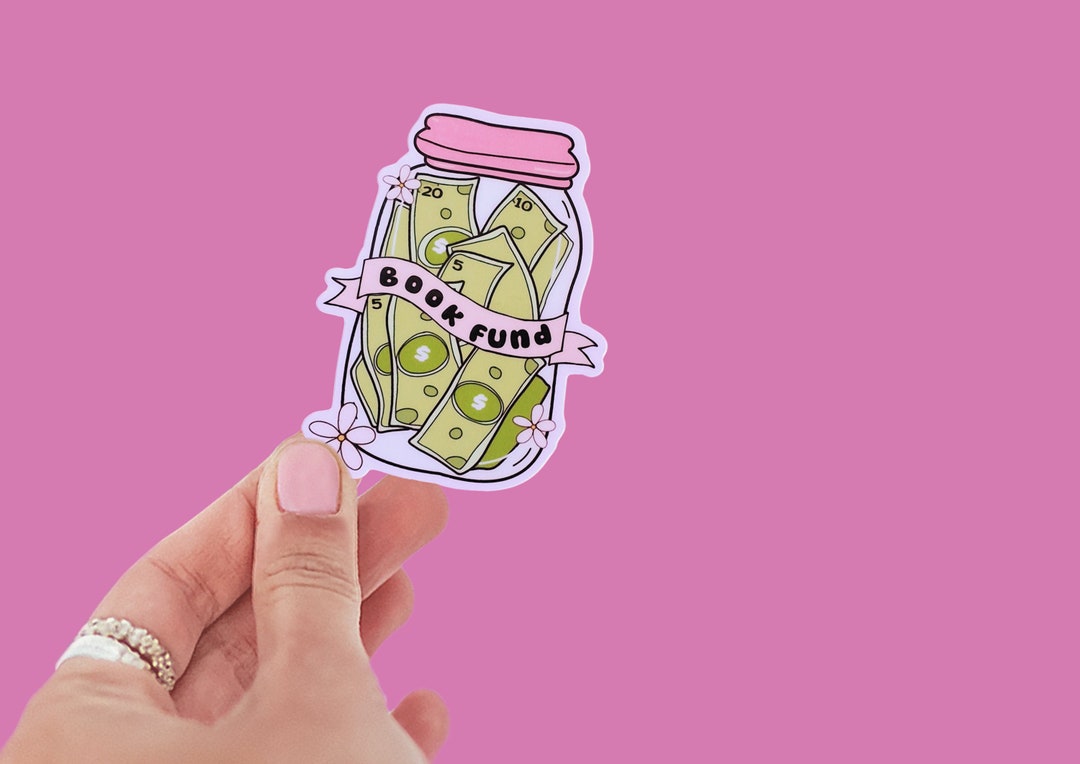 Book Fund Sticker| Jar of Money Savings| Book Lovers Sticker| Books ...