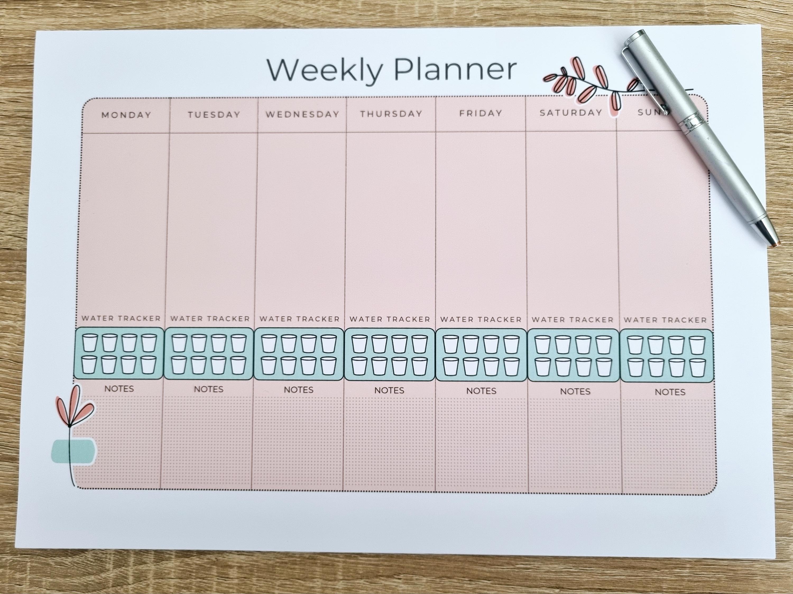 Handmade Tear Away A4 Weekly Desk Planner Pastel Floral With Water ...