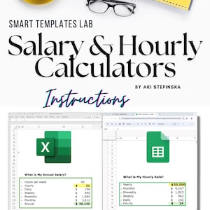 Salary and Hourly Calculator, Excel and Google Sheets Template - Etsy