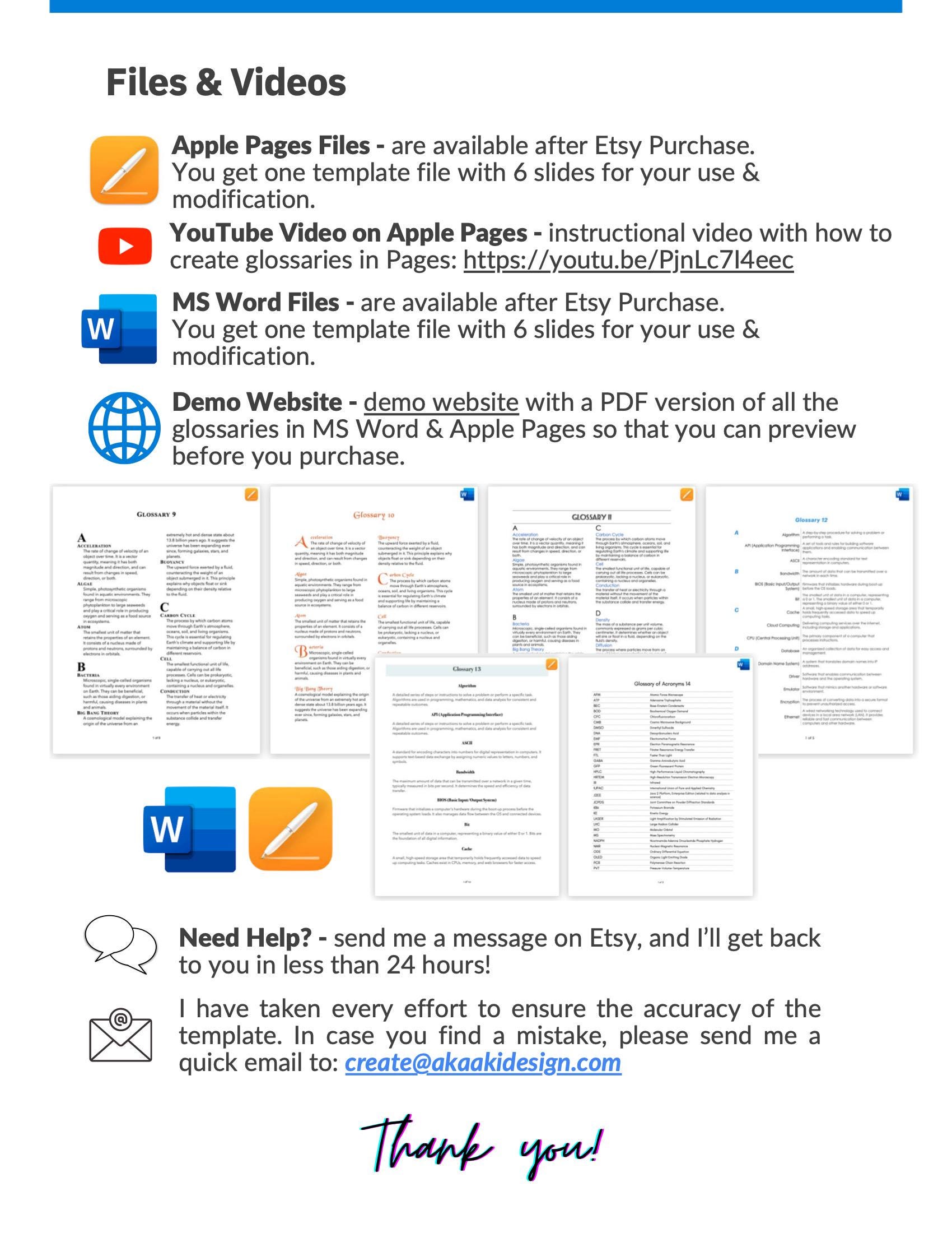 14 Glossary Templates for MS Word & Apple Pages, Glossaries, MS Word ...
