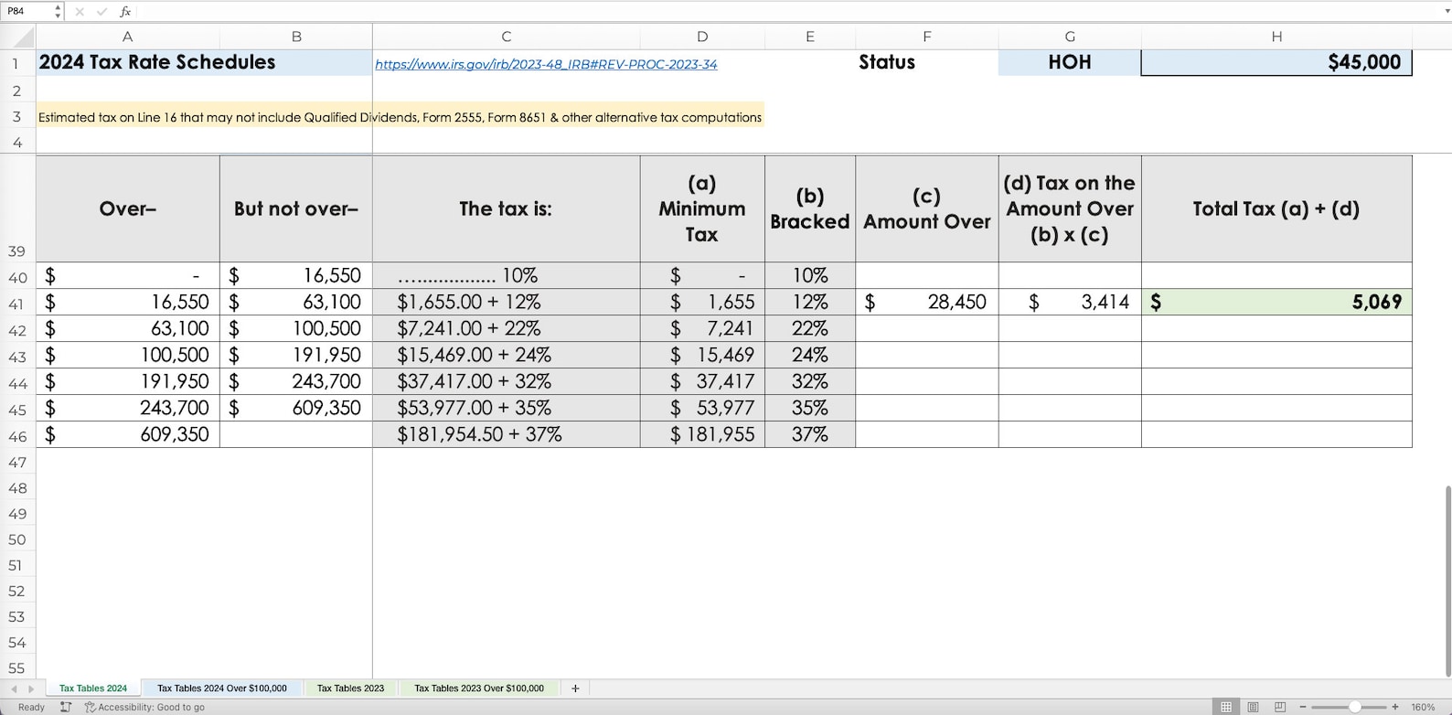 Tax Calculator: 2025, 2024, 2023 Income Tax, Form 1040 (excel & PDF) - Etsy