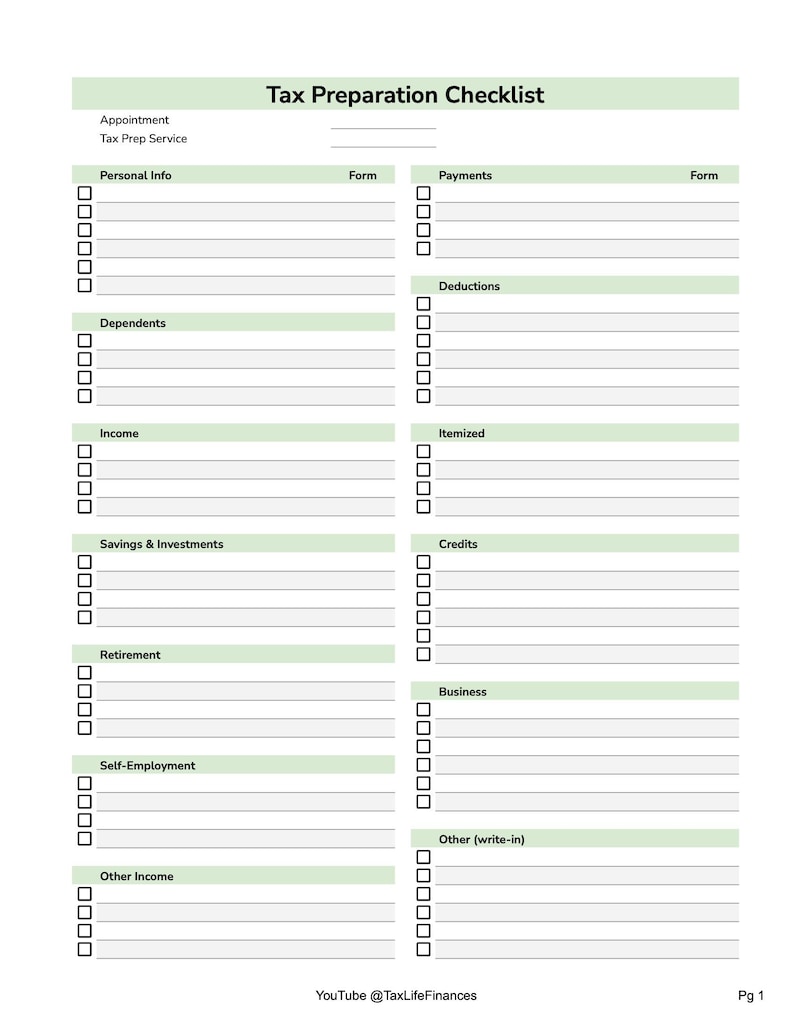 Tax Preparation Checklist: Customizable PDF & Google Sheets Template ...