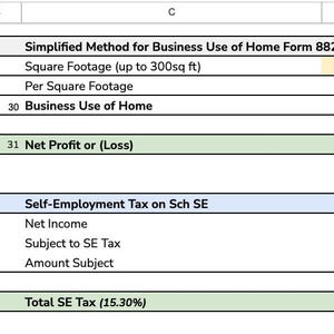Self-employment Worksheet, Profit Loss, Income & Expenses, Self ...