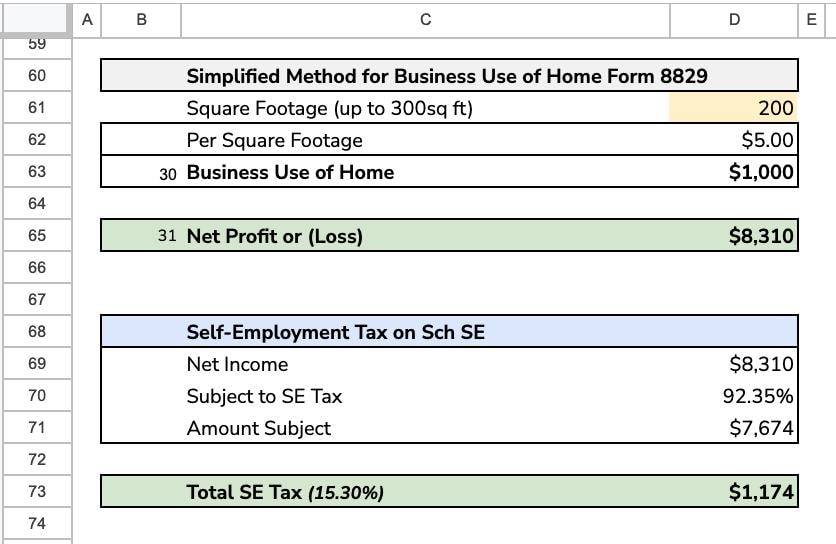Self-employment Worksheet, Profit Loss, Income & Expenses, Self ...
