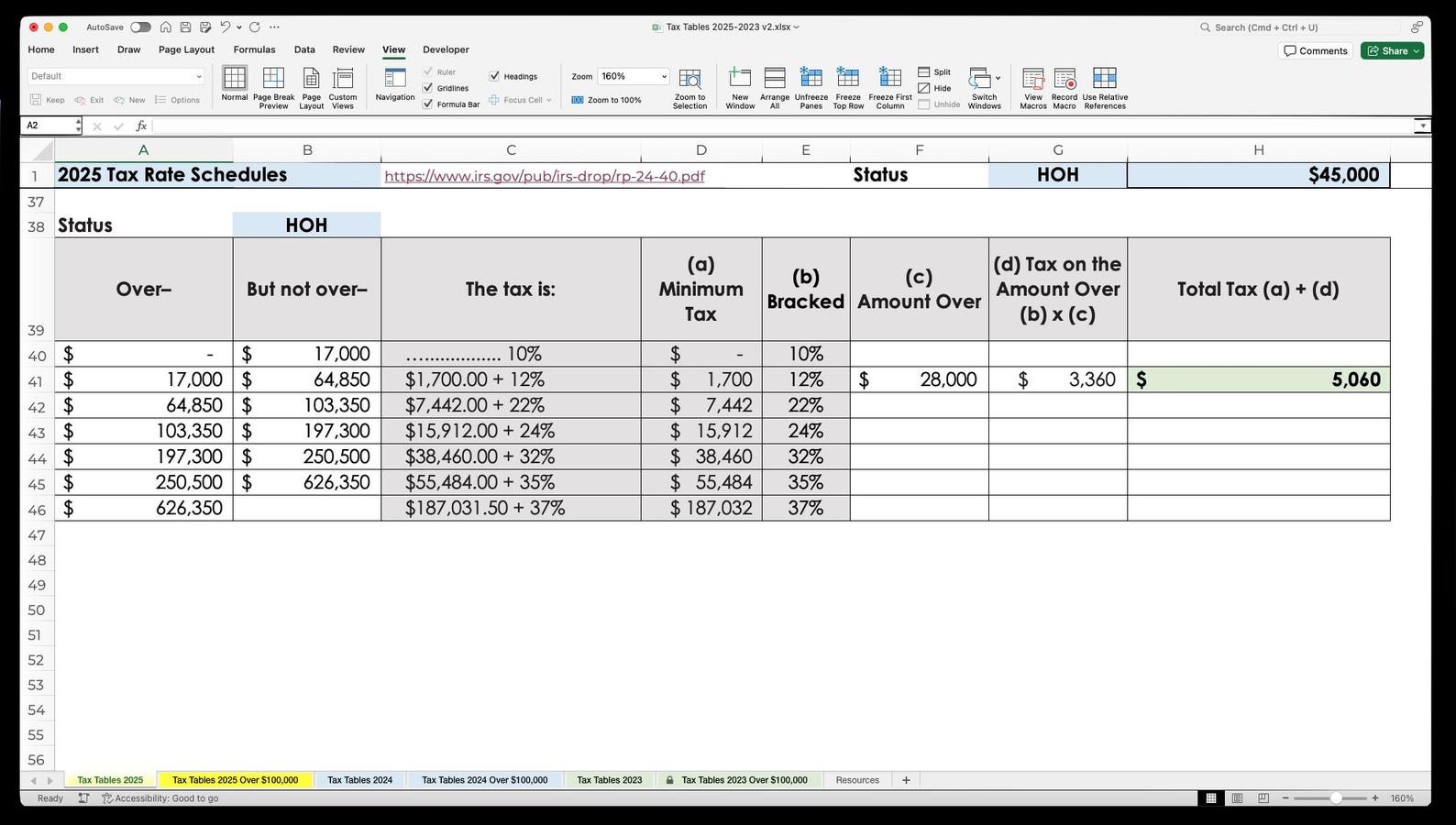 Tax Calculator: 2025, 2024, 2023 Income Tax, Form 1040 (excel & PDF) - Etsy