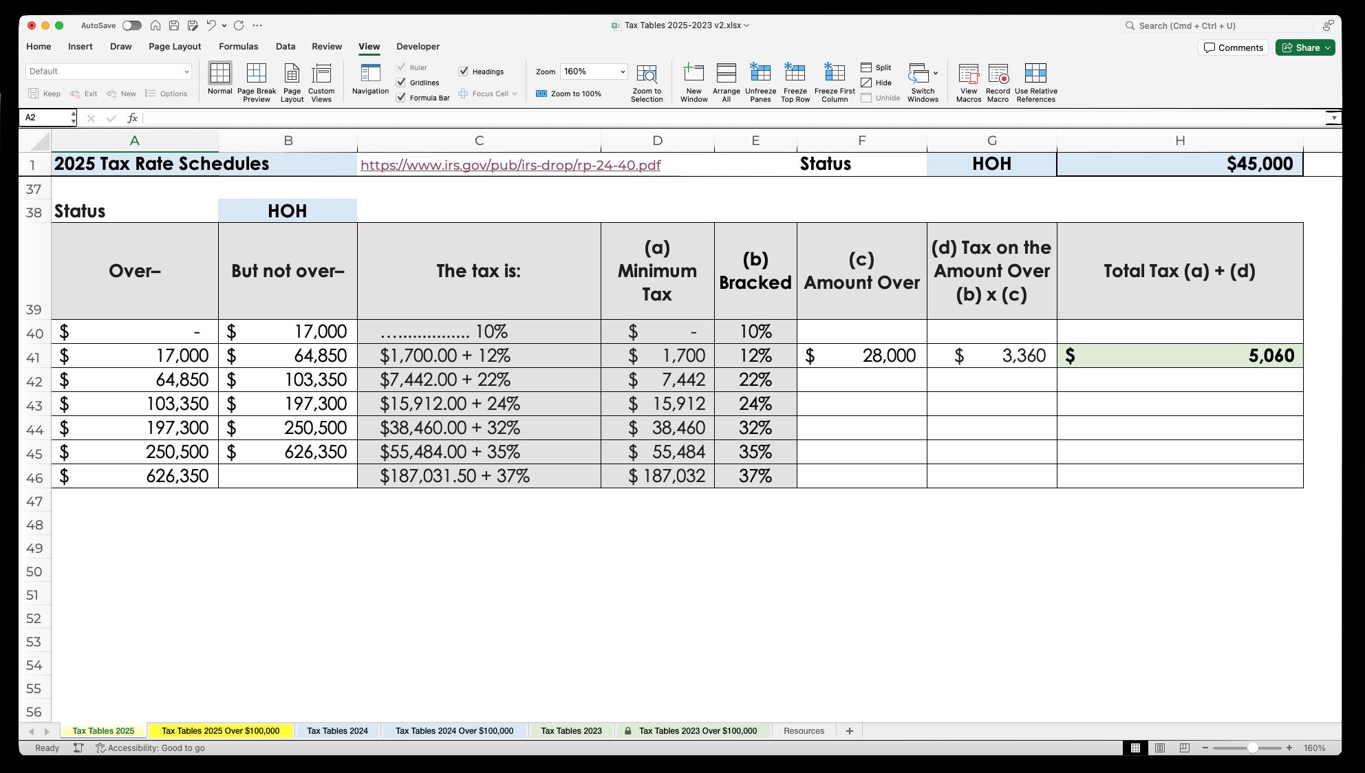 Tax Calculator: 2025, 2024, 2023 Income Tax, Form 1040 (excel & PDF) - Etsy